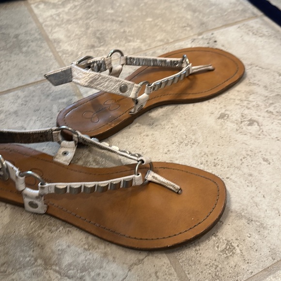 Jessica Simpson | Shoes | Silver And White Jessica Simpson Sandal ...